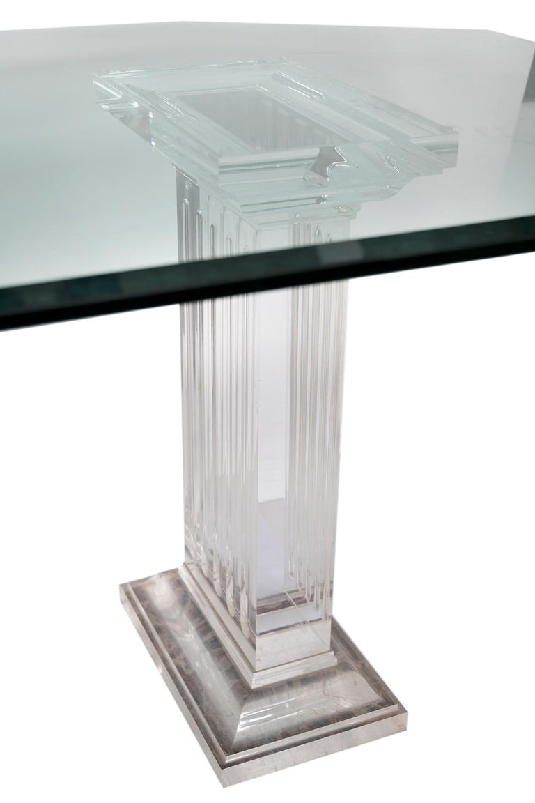 Mid-Century Italian Plexiglass and Glass Top Dining Table For Sale at ...