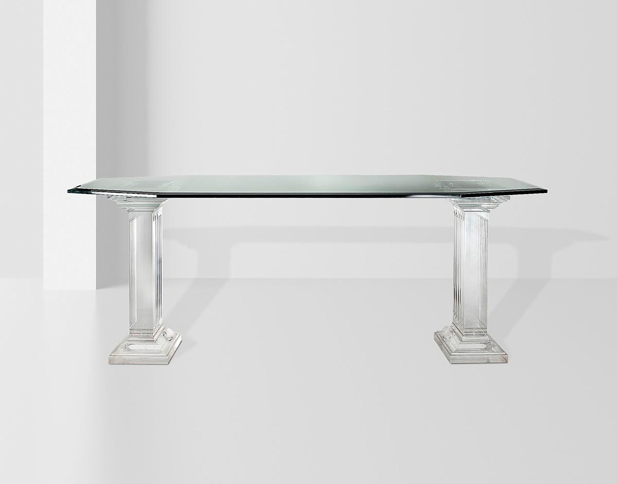 Mid-Century Italian Plexiglass and Glass Top Dining Table For Sale at ...