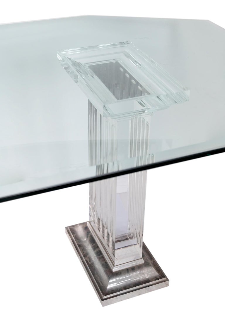 Mid-Century Italian Plexiglass and Glass Top Dining Table For Sale at ...