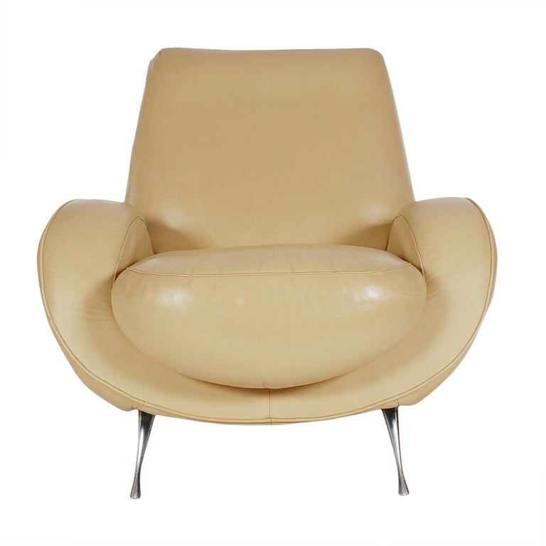 Midcentury Italian Postmodern Funky Lounge Chair in Cream Colored ...