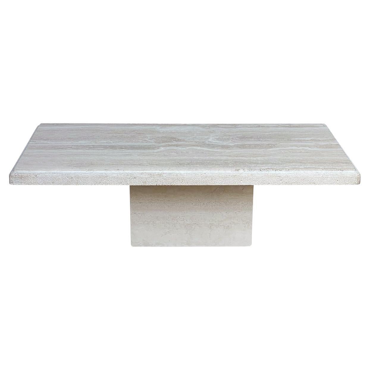 Midcentury Italian Post Modern Travertine Marble Cocktail Table in off ...
