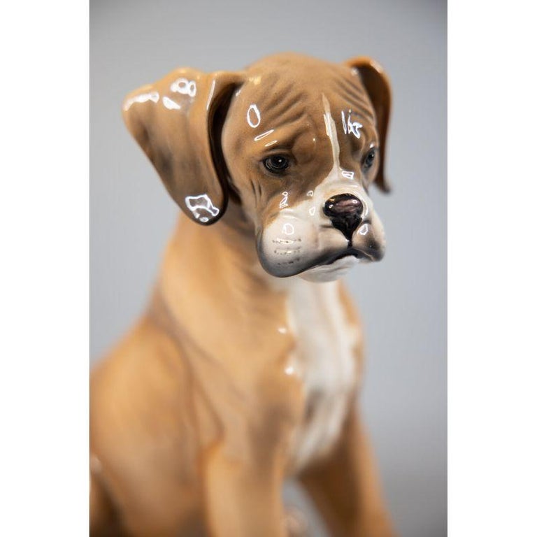 Mid Century Italian Ronzan Signed Boxer Dog For Sale at 1stDibs
