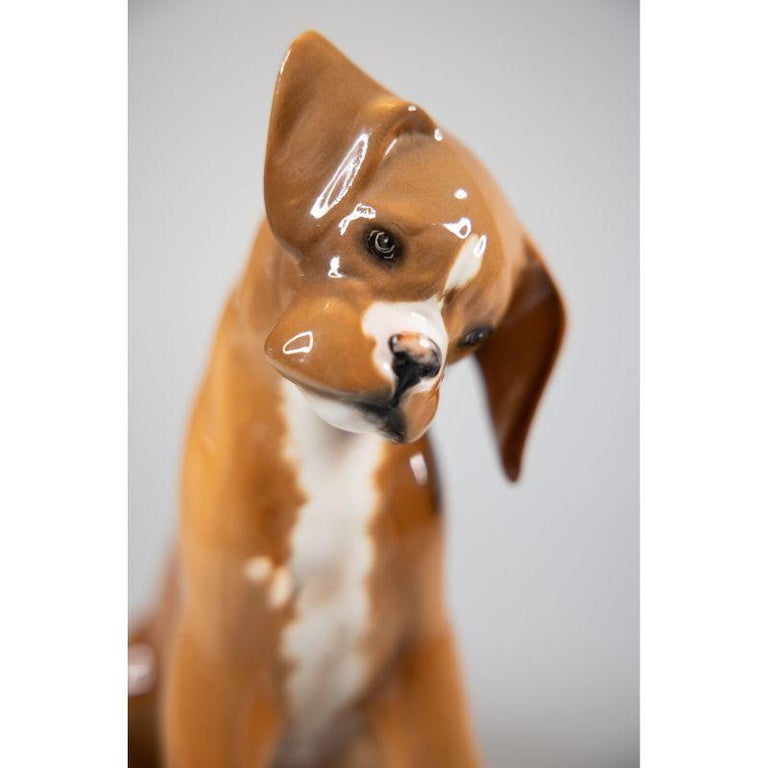 Mid-Century Italian Ronzan Signed Boxer Dog Puppy For Sale at 1stDibs