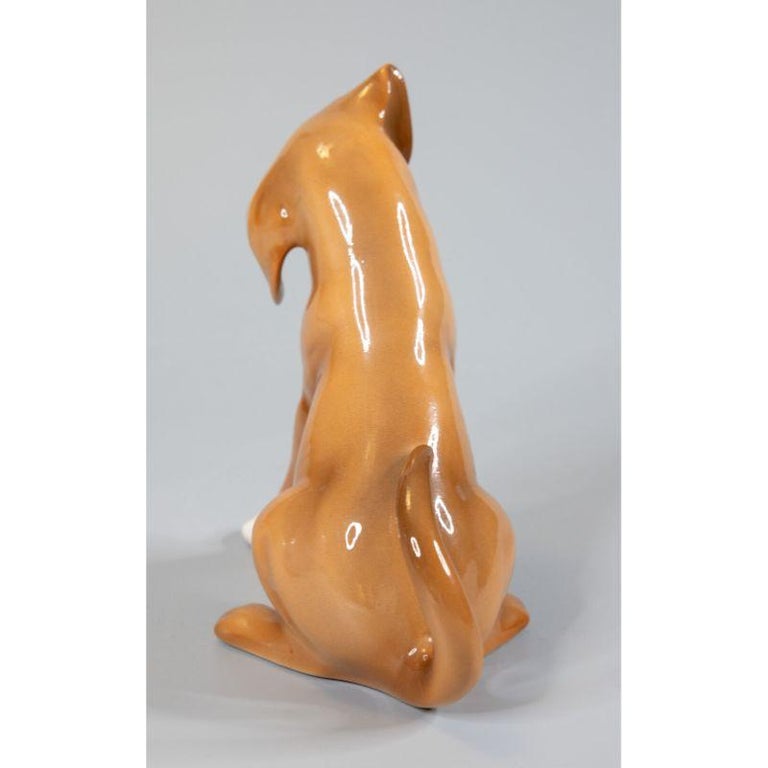 Mid-Century Italian Ronzan Signed Boxer Dog Puppy For Sale at 1stDibs