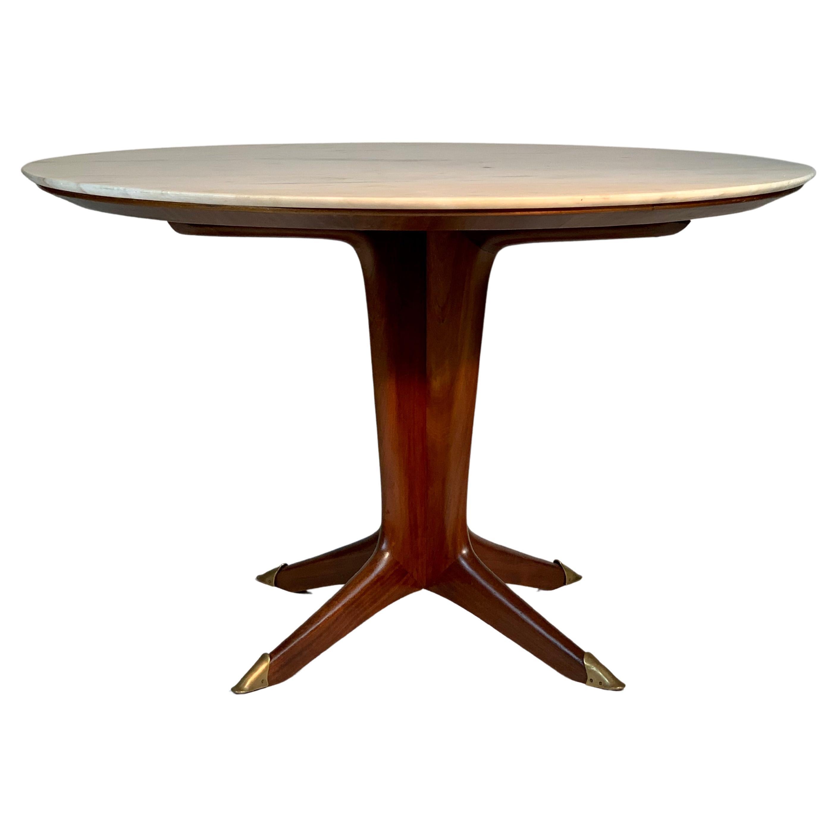 Modern Italian Calacatta Verde Marble Round Table, Pedestal Base, Mid ...
