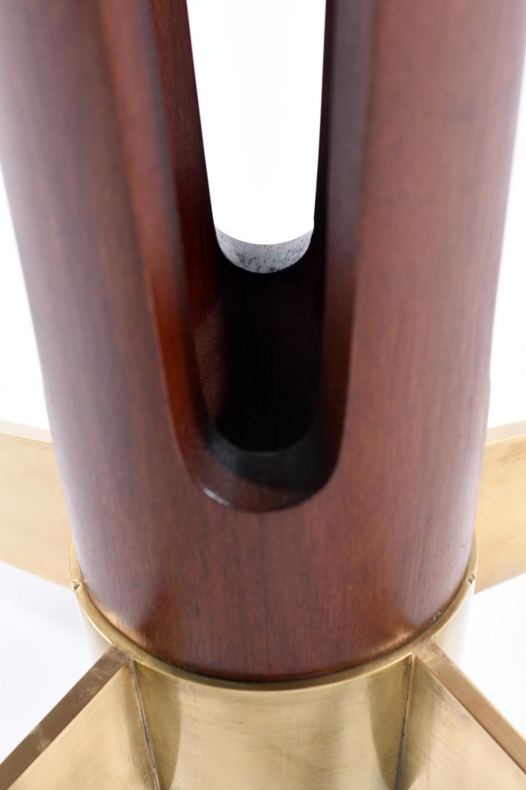 Midcentury Italian Round Table with Four-Lobed Base and Bronze Cast ...