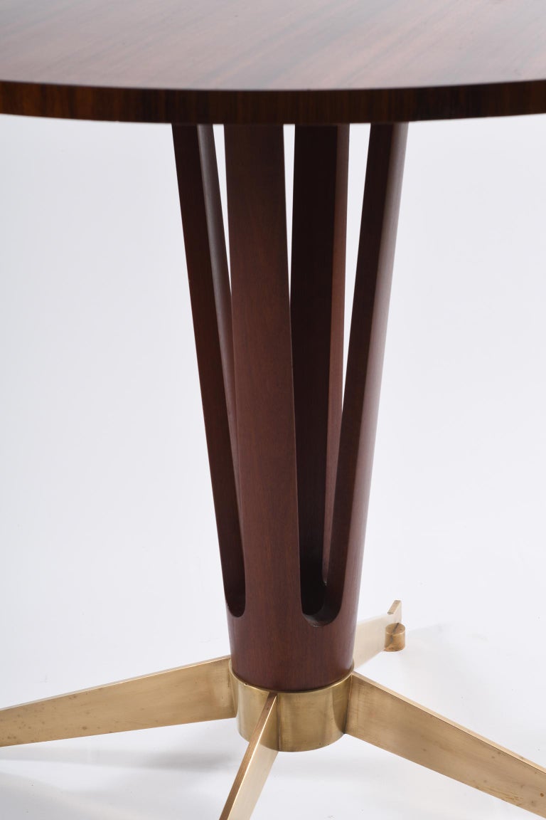 Midcentury Italian Round Table with Four-Lobed Base and Bronze Cast ...