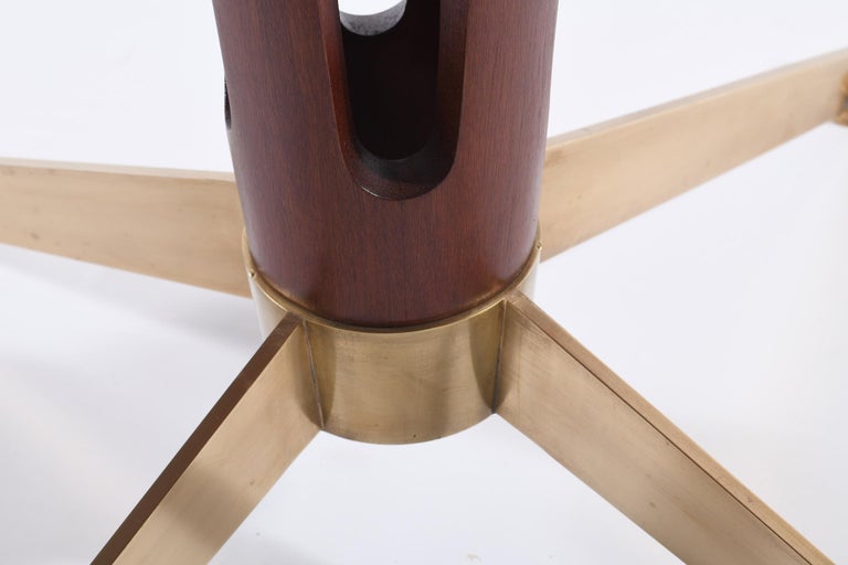 Midcentury Italian Round Table with Four-Lobed Base and Bronze Cast ...