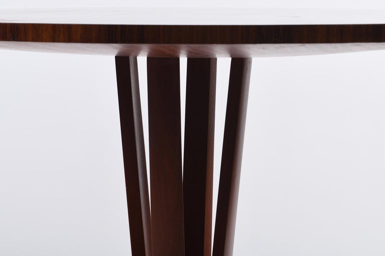 Midcentury Italian Round Table with Four-Lobed Base and Bronze Cast ...