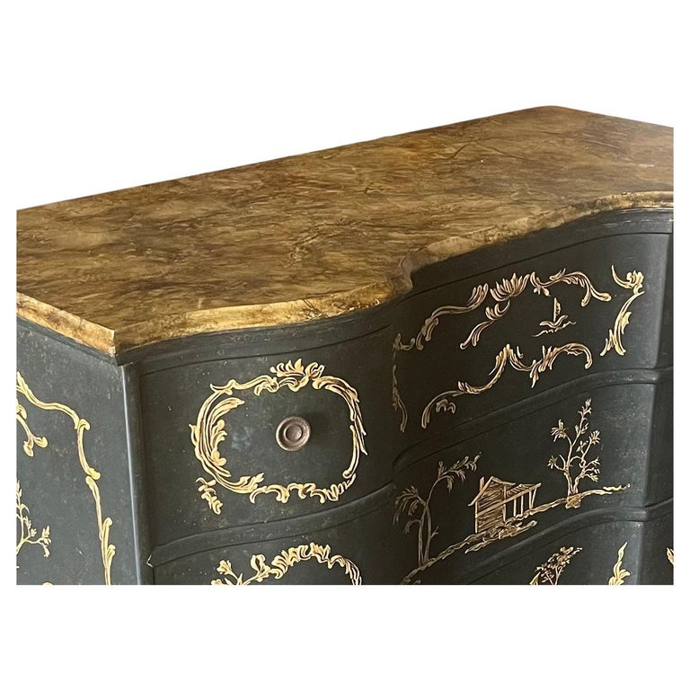 Mid-Century Italian Serpentine Chinoiserie Chest / Commode with Faux ...