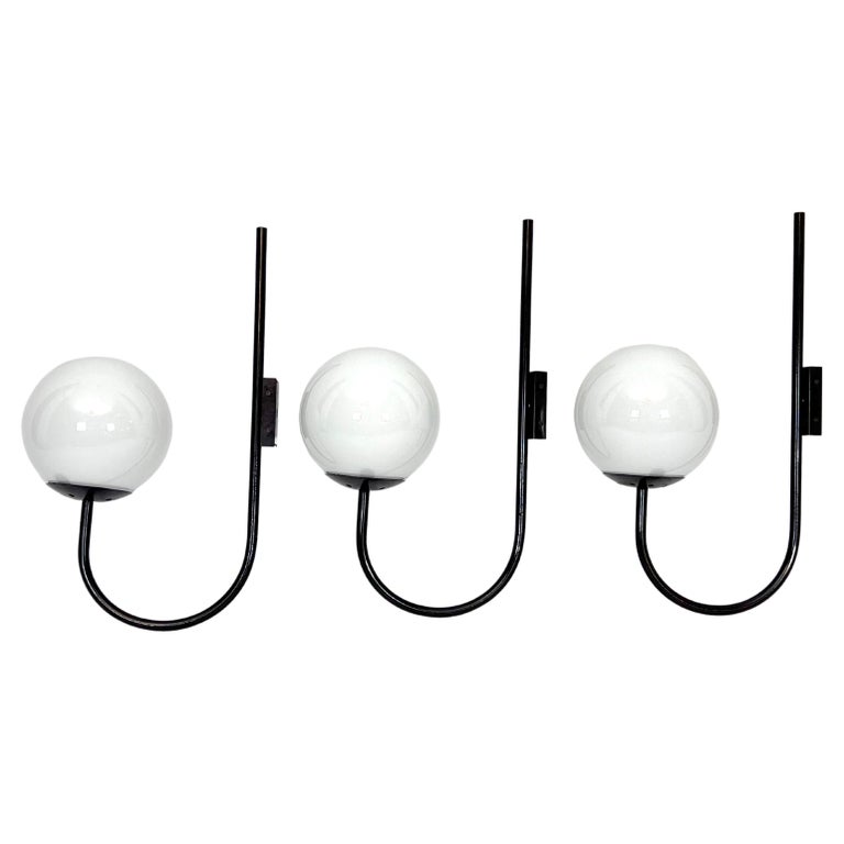 Mid-Century Italian Set of Three Large Sphere Wall Lamps from 60s For ...