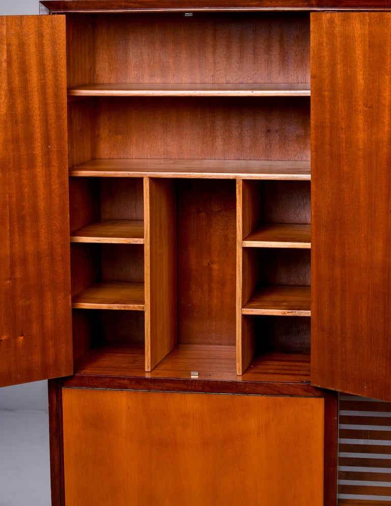 Mid Century Italian Shelf Cabinet with Satinwood and Etched Glass Doors ...