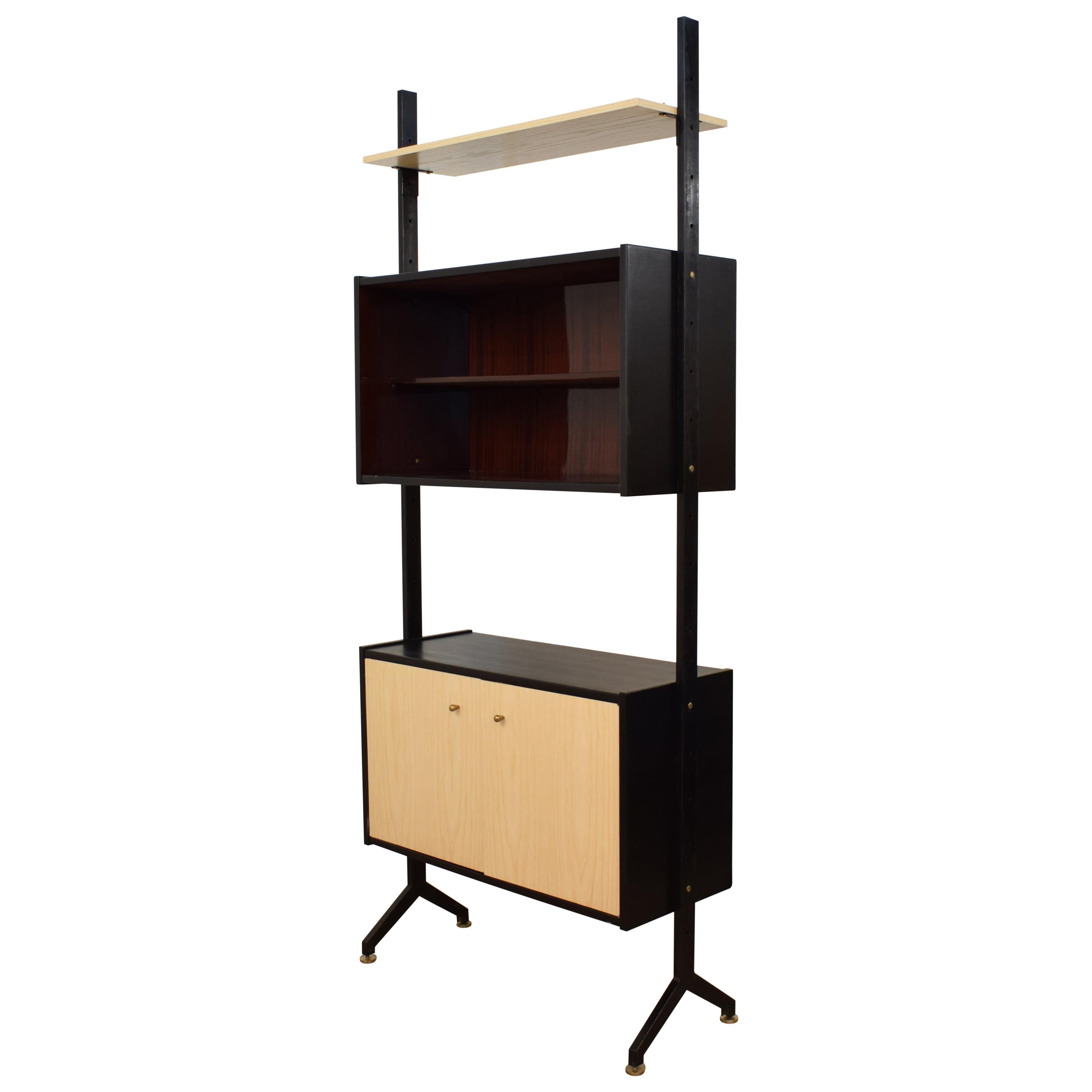 Midcentury Italian Shelf or Room Divider by BR Italia Metal and Wood ...
