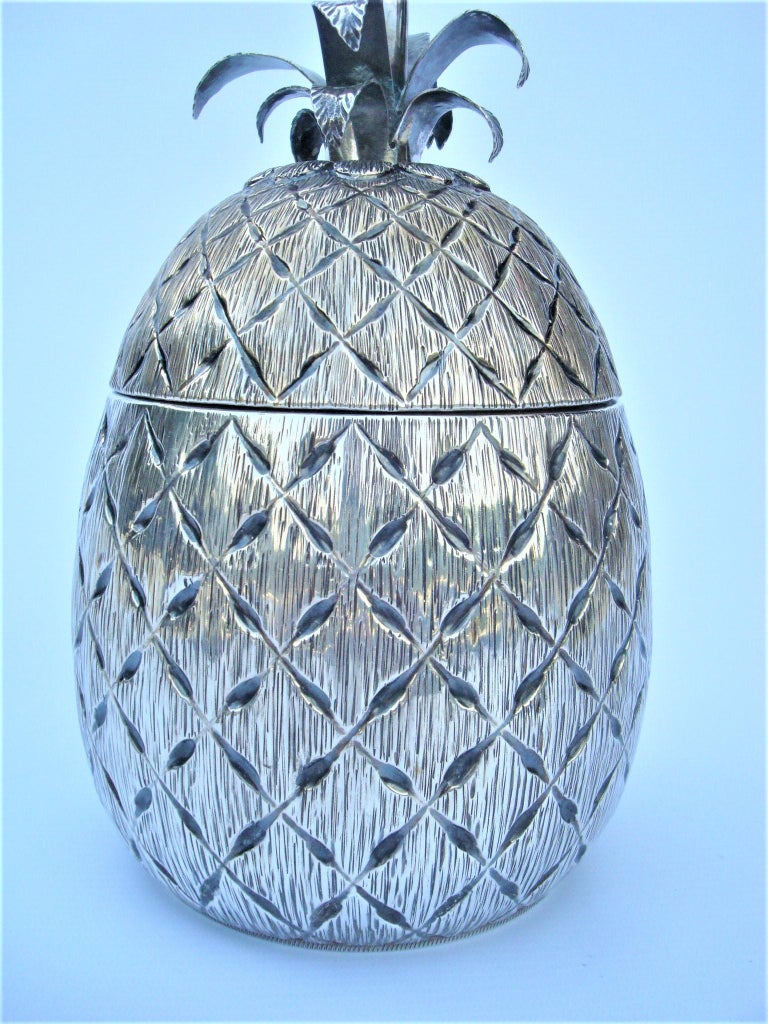 Mid-Century Italian Solid Hand Made Silver Pineapple Ice Bucket, c.1950 ...