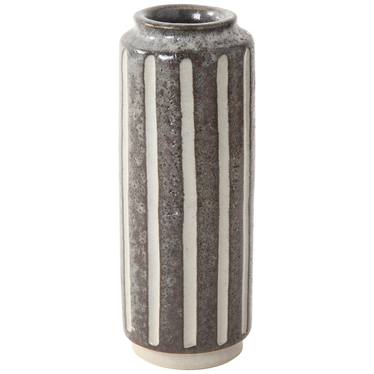 Midcentury Italian Striped Pottery Vase at 1stDibs