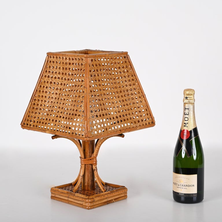 Mid-Century Italian Table Lamp in Wicker and Rattan, 1960s For Sale at ...