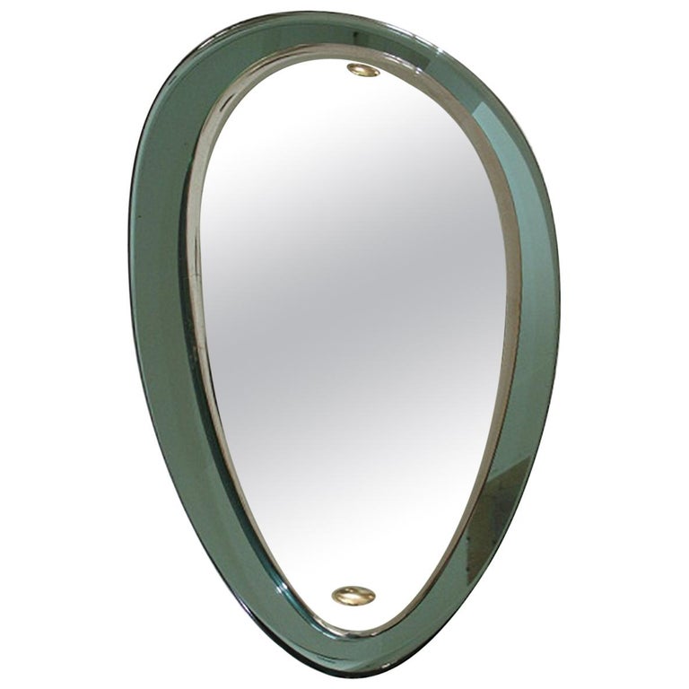 Italian Small Teardrop Wall Mirror with Light Green Frame, Milano ...