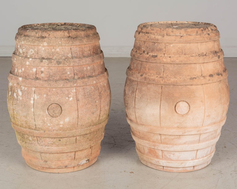 Midcentury Italian Terracotta Garden Stools Pair For Sale at 1stDibs