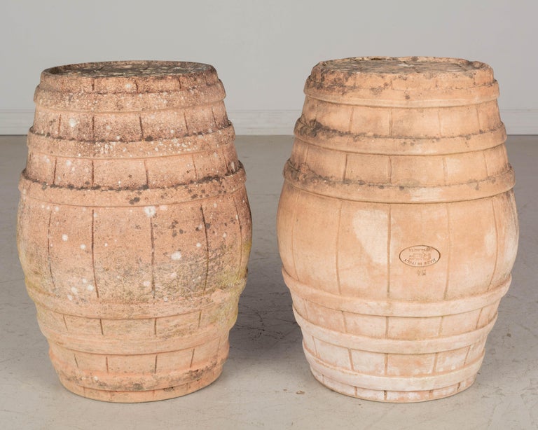 Midcentury Italian Terracotta Garden Stools Pair For Sale at 1stDibs