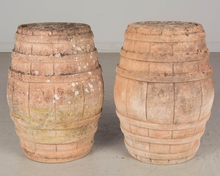 Midcentury Italian Terracotta Garden Stools Pair For Sale at 1stDibs