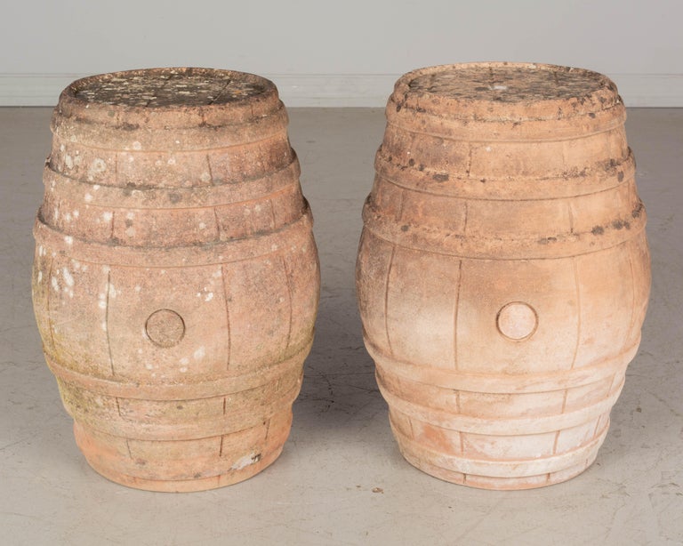 Midcentury Italian Terracotta Garden Stools Pair For Sale at 1stDibs