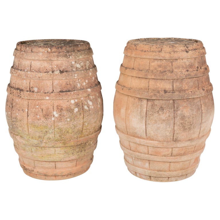 Midcentury Italian Terracotta Garden Stools Pair For Sale at 1stDibs