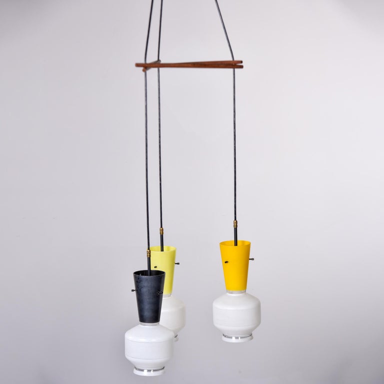 Mid Century Italian Three Light Pendant with Multi Color Globes For ...