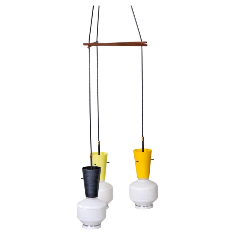 Mid Century Italian Three Light Pendant with Multi Color Globes For ...