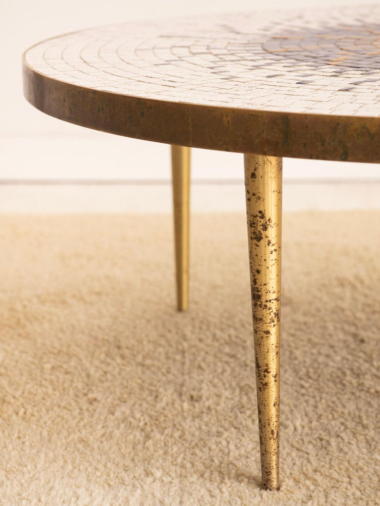 Mid Century Italian Tile Mosaic Round Coffee Table by Luberto For Sale ...