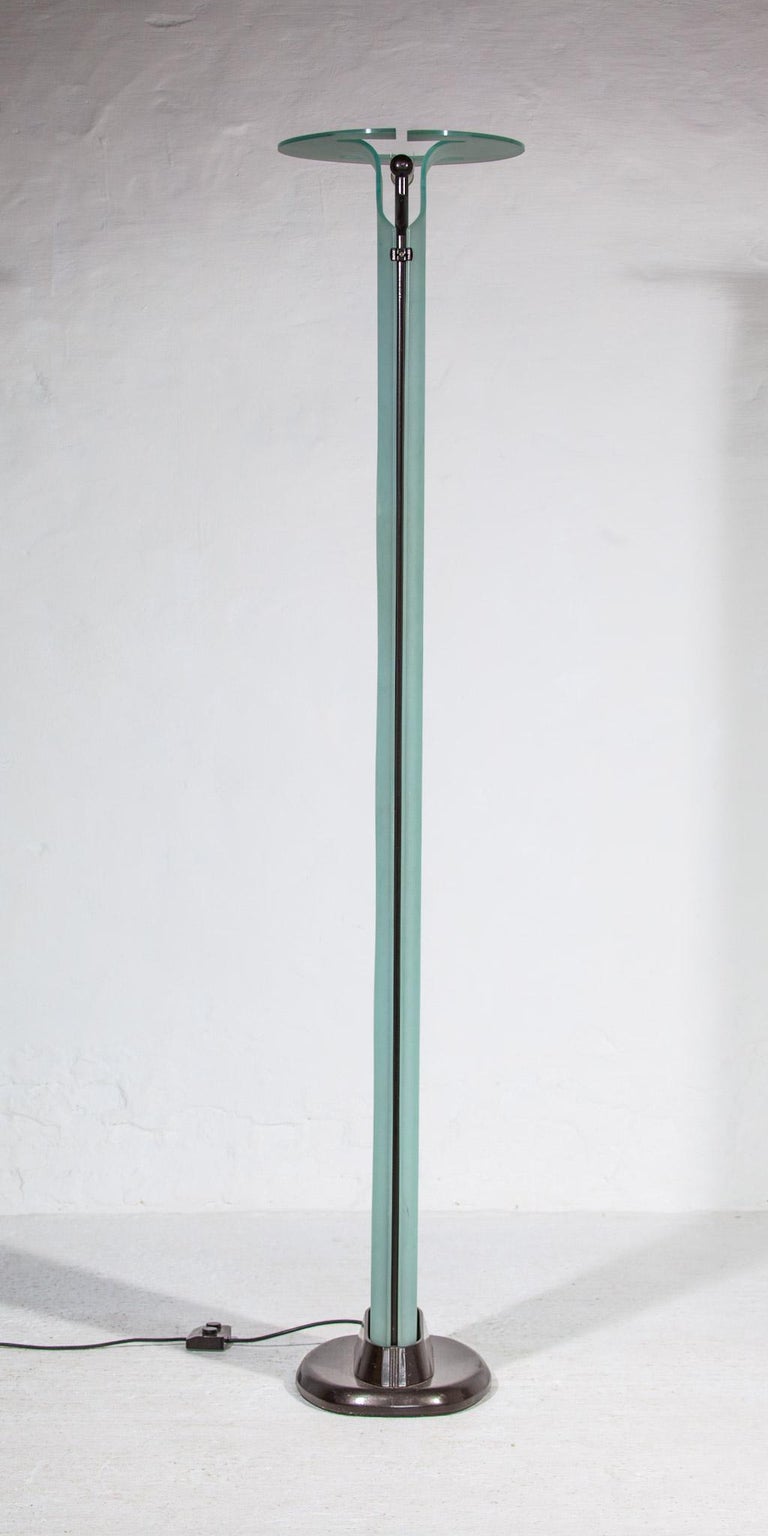 Mid-Century Italian Torchiere Floor Lamp Iced Glass Fontana Arte, 1980s ...
