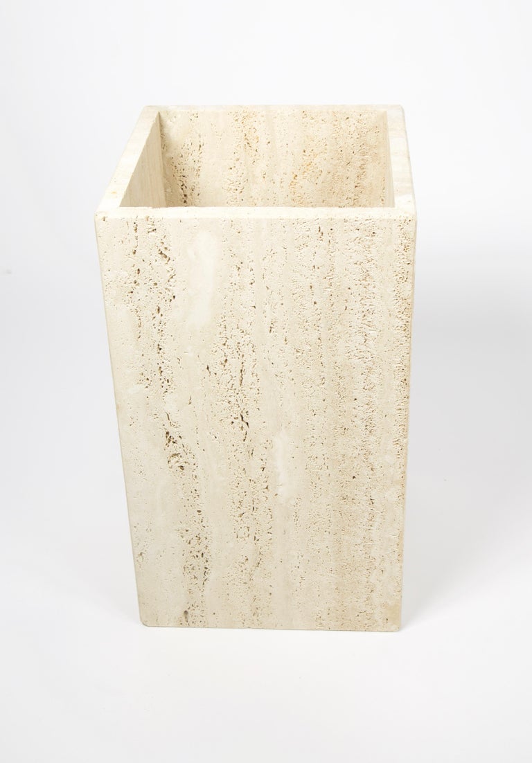 Midcentury Italian Travertine Side Table by Stone International, Signed ...