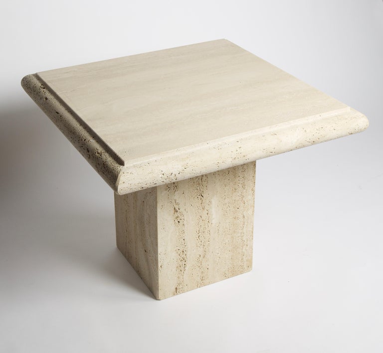 Midcentury Italian Travertine Side Table by Stone International, Signed ...
