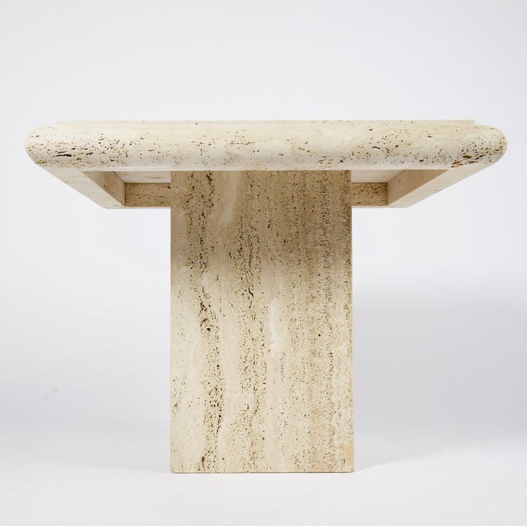 Midcentury Italian Travertine Side Table by Stone International, Signed ...