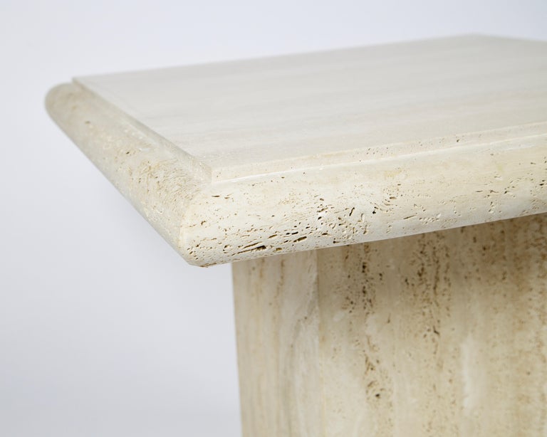 Midcentury Italian Travertine Side Table by Stone International, Signed ...