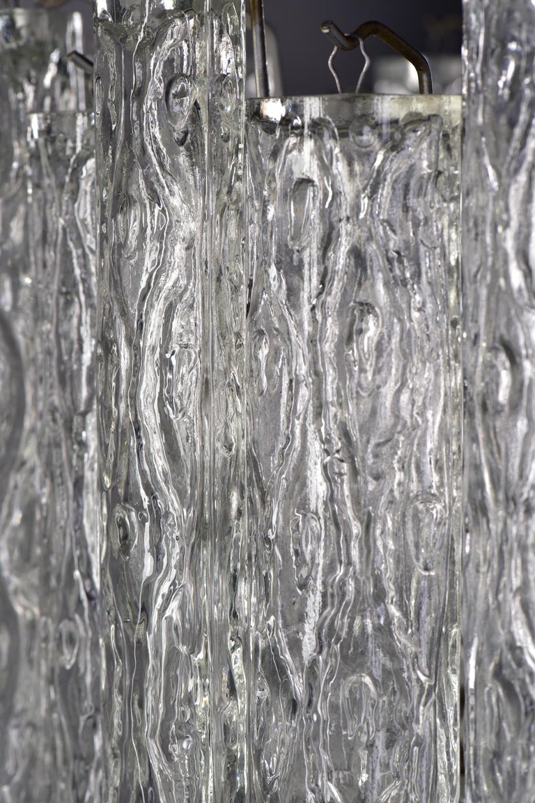 Mid Century Italian Tronchi Glass Chandelier For Sale at 1stDibs