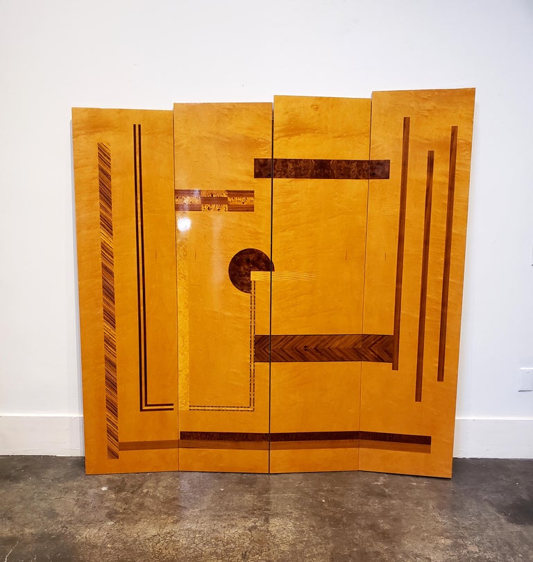 Midcentury Italian Wood Room Divider Screen Art Deco Style at 1stDibs