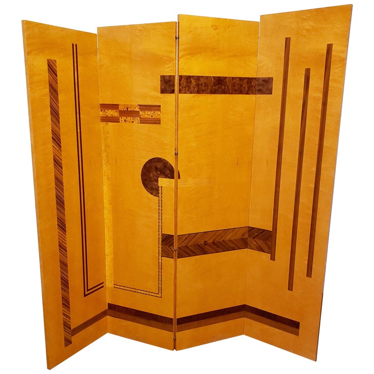 Midcentury Italian Wood Room Divider Screen Art Deco Style at 1stDibs