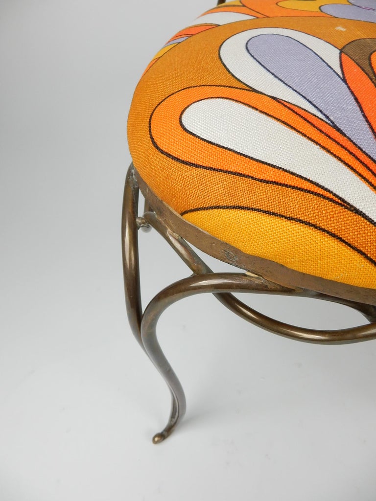 Mid Century Italian Sculpted Bronze Chair in Emilio Pucci Linen For ...