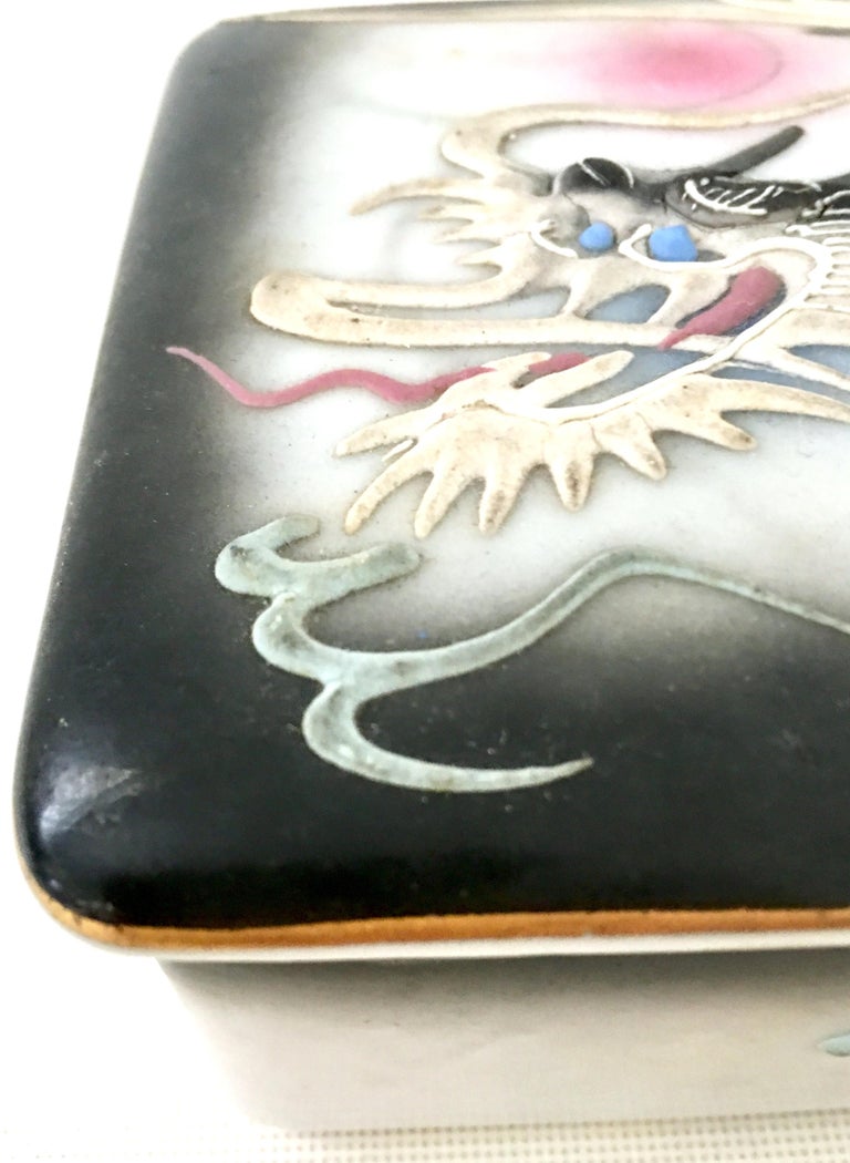 Midcentury Japanese Porcelain Hand Painted "Dragonware" Lidded Box For ...