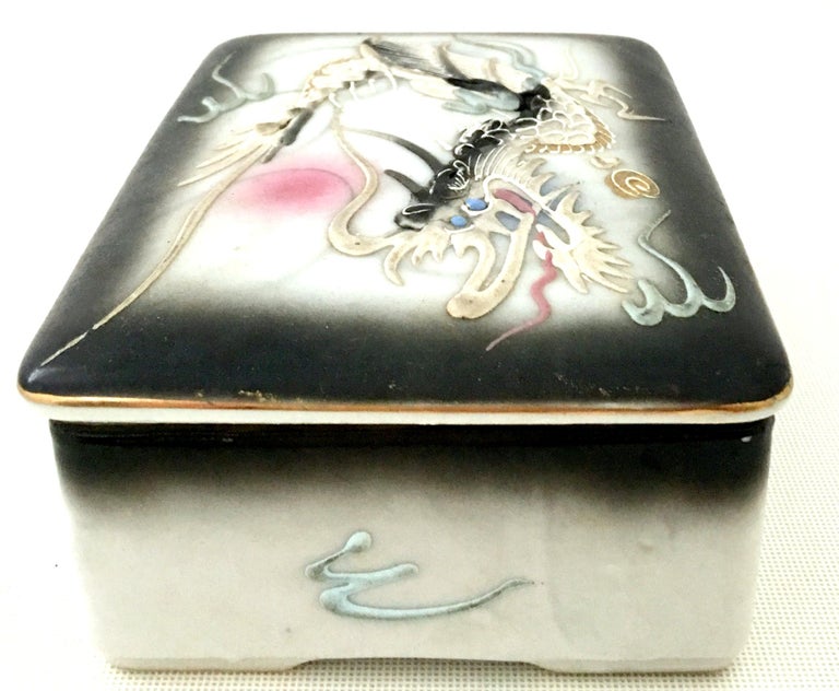 Midcentury Japanese Porcelain Hand Painted "Dragonware" Lidded Box For ...