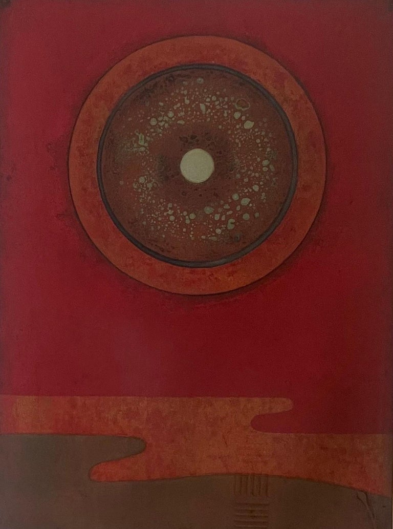 Mid-Century Japanese Woodblock Print "Scarlett Ring" by Hiroyuki Tajima ...