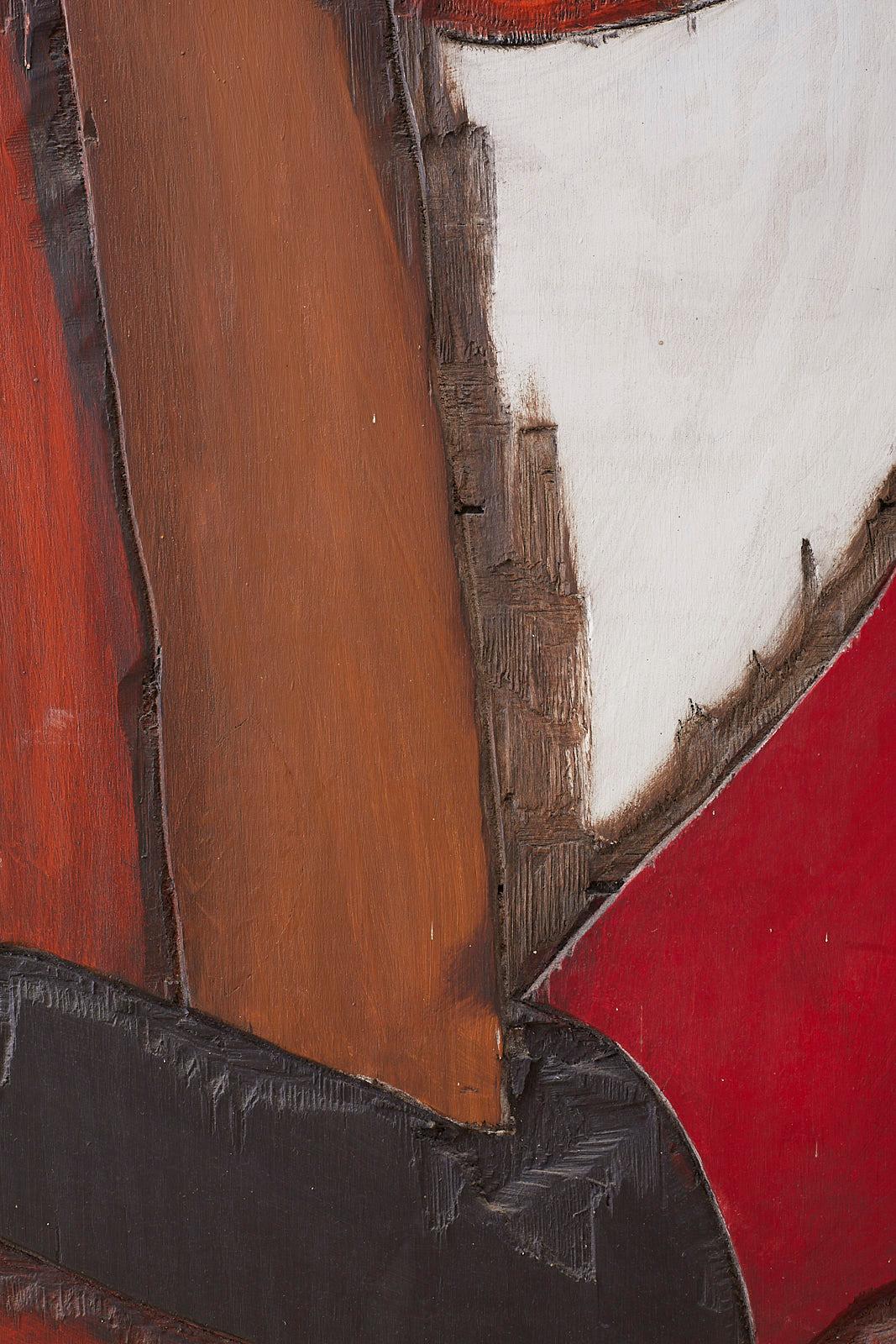 Midcentury Jean-Claude Gaugy Painting Wood Relief Sculpture at 1stDibs