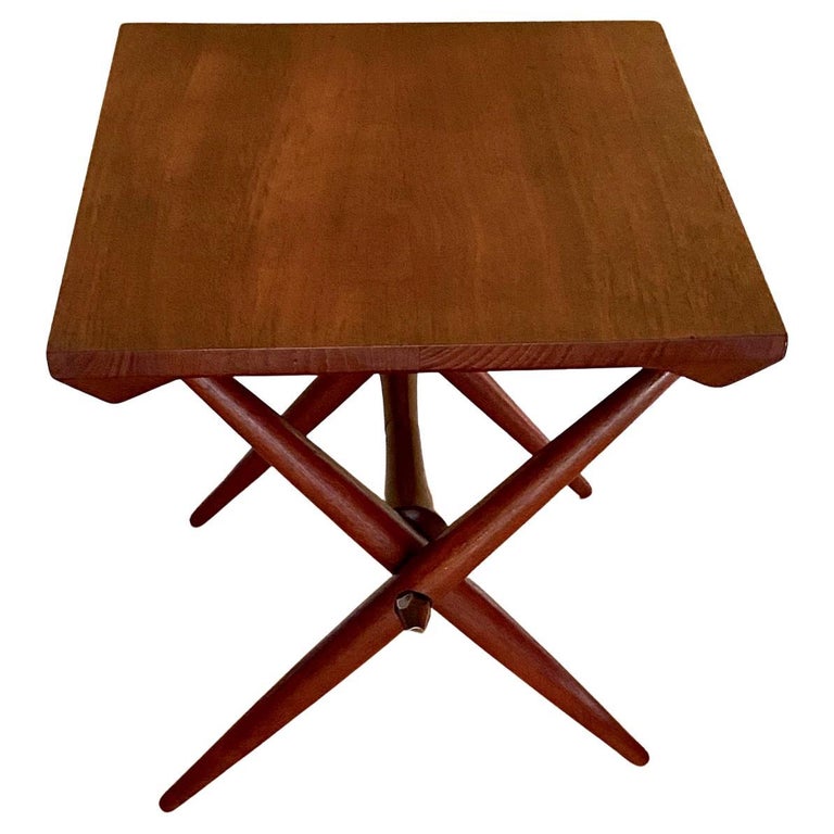 Mid century Danish Jens Quistgaard small folding solid teak side table ...