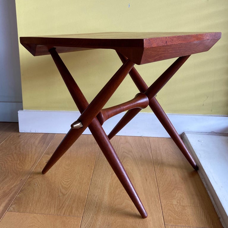 Mid century Danish Jens Quistgaard small folding solid teak side table ...