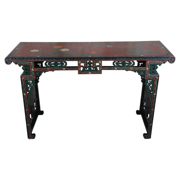 Midcentury Jinlong Chinese chinoiserie Lacquered Ming Altar Console ...