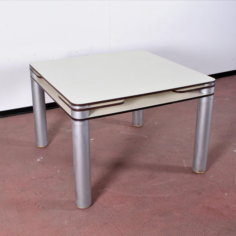 Midcentury Joe Colombo for Zanotta Square White Laminated Poker Table ...