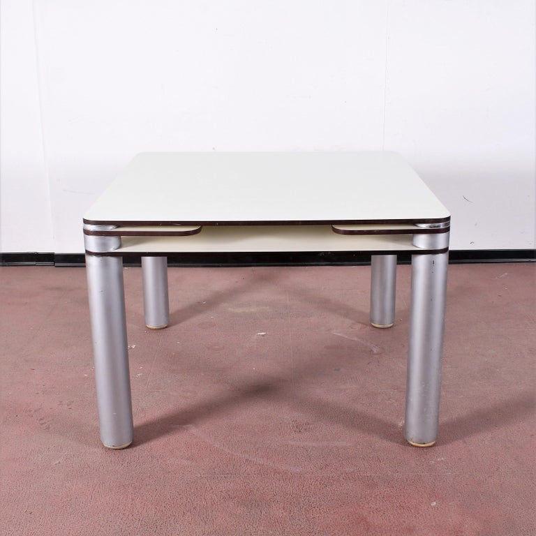 Midcentury Joe Colombo for Zanotta Square White Laminated Poker Table ...