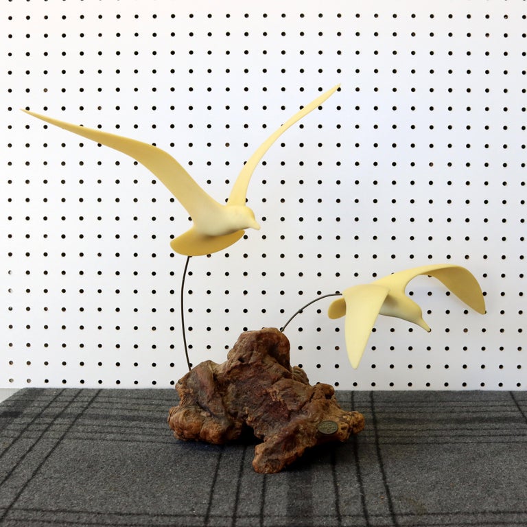 Midcentury John Perry Burlwood Seagull Sculpture For Sale at 1stDibs