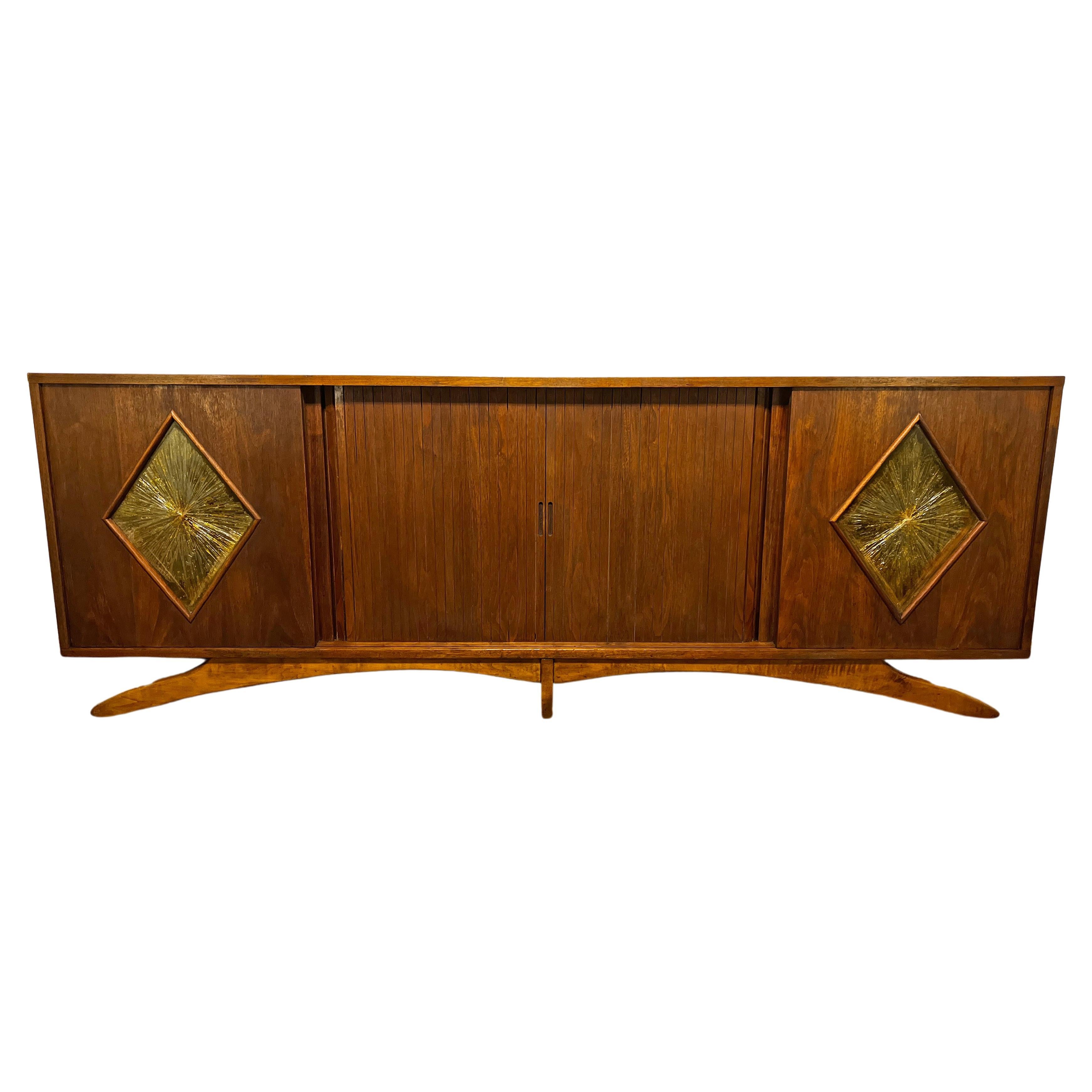 Mid-Century Sculptural Walnut Credenza Circa 1960s For Sale at 1stDibs