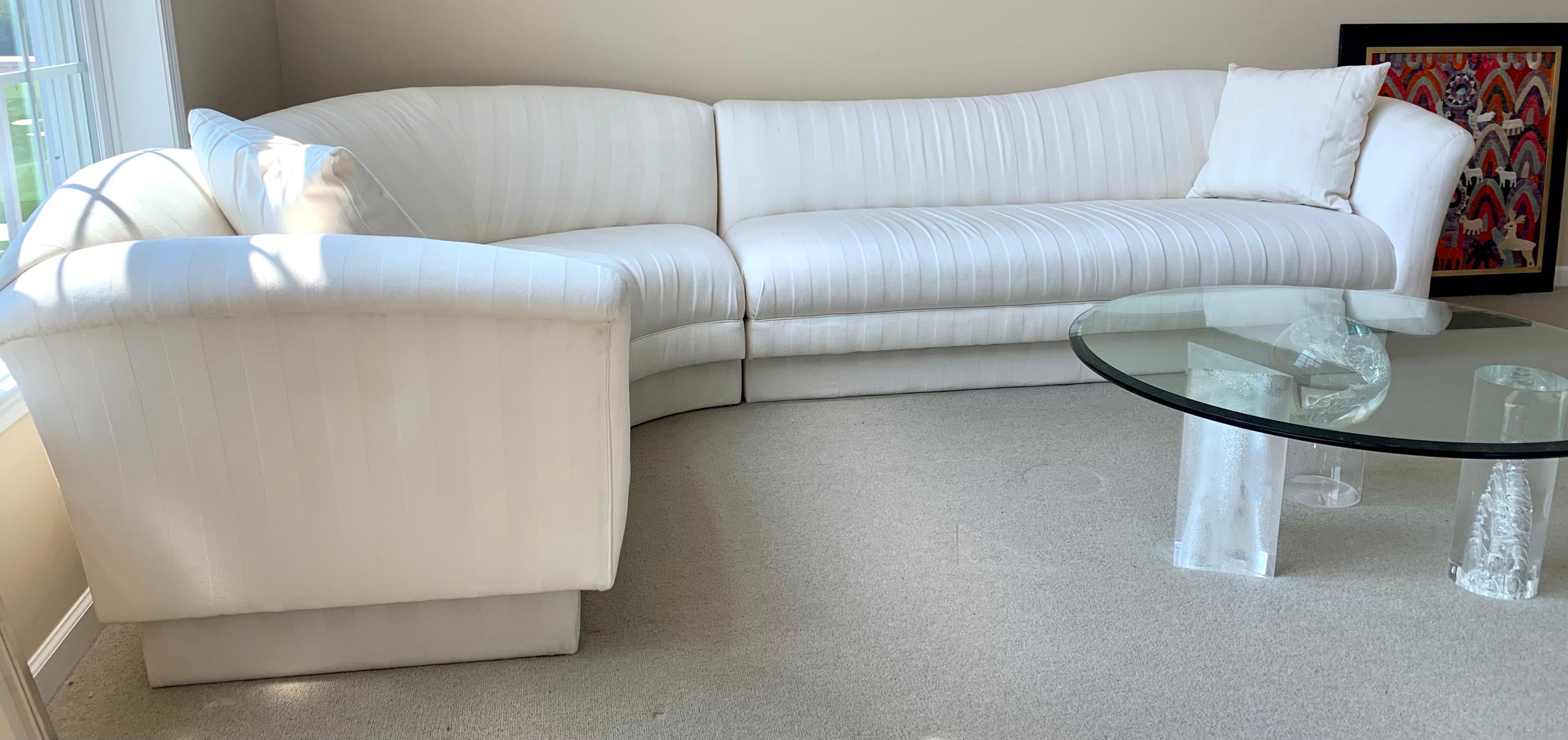 Mid-Century Modern Three Piece Ivory Sectional Sofa by Directional ...